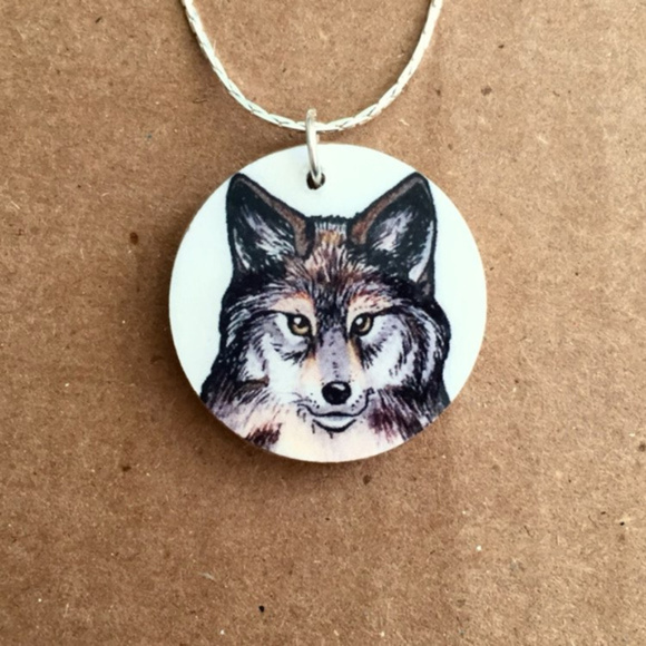 Jewelry | Handmade Double Sided Wolf Owl Art Pendant | Poshmark